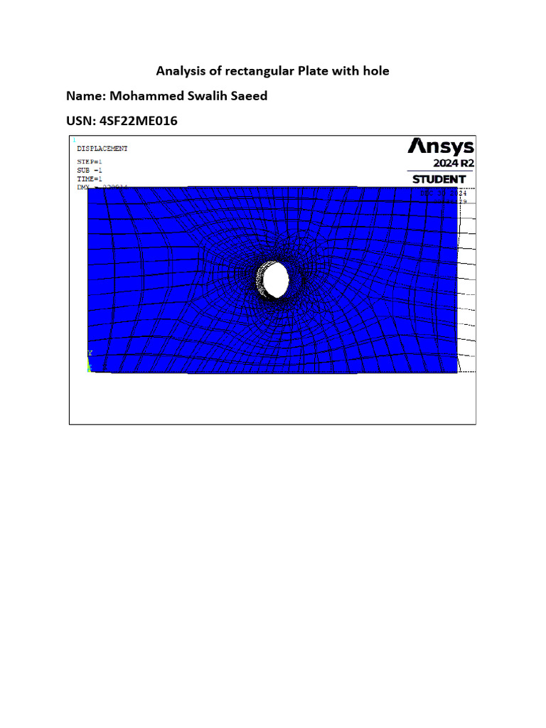 Analysis of Rectangular Plate With Hole | PDF