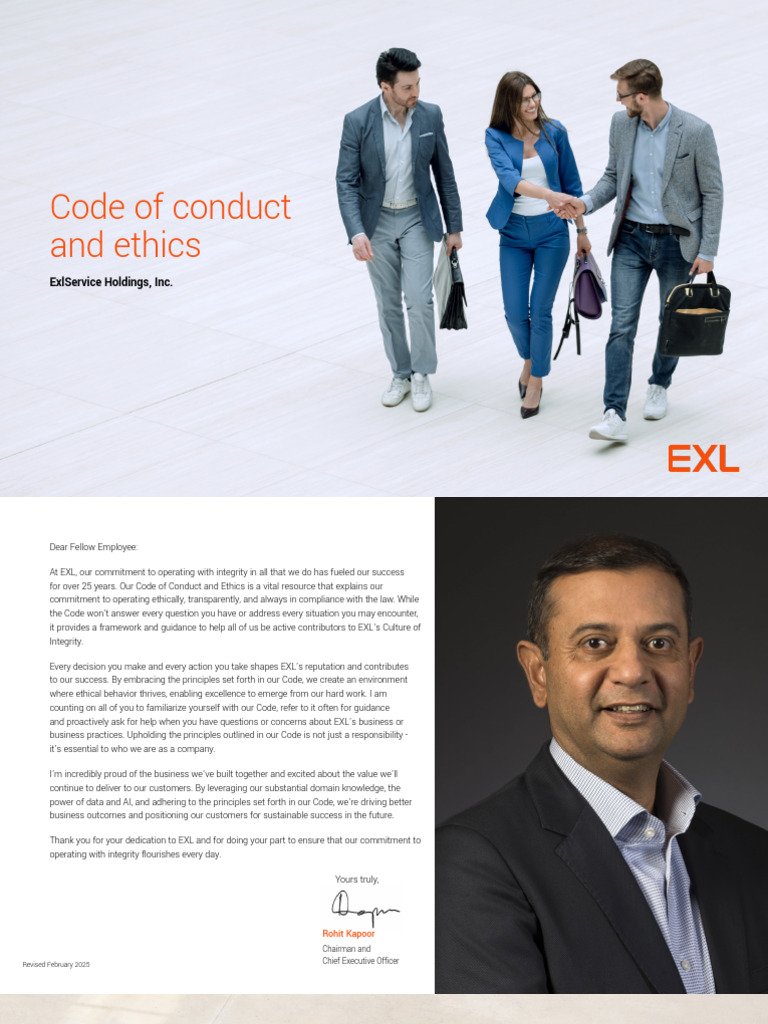 EXL Code of Conduct and Ethics Guide | PDF | Conflict Of Interest ...