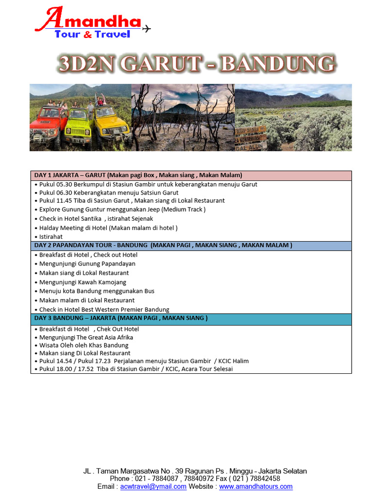 3d2n Bandung Garut Tour Rev | PDF
