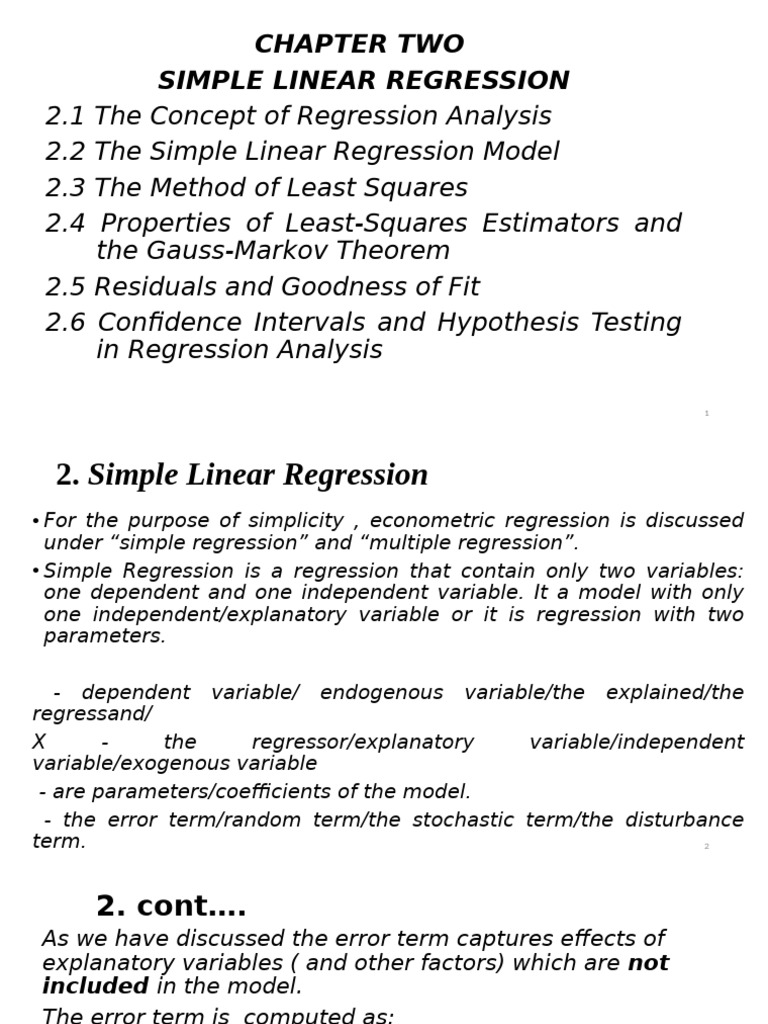 Simple Linear Regression Analysis Guide | PDF | Ordinary Least Squares ...