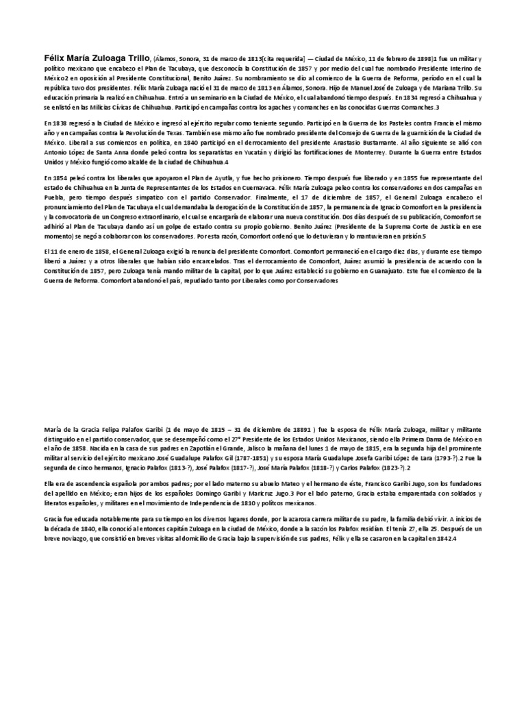 Félix María Zuloaga Trillo | PDF | México independiente | Politica de ...