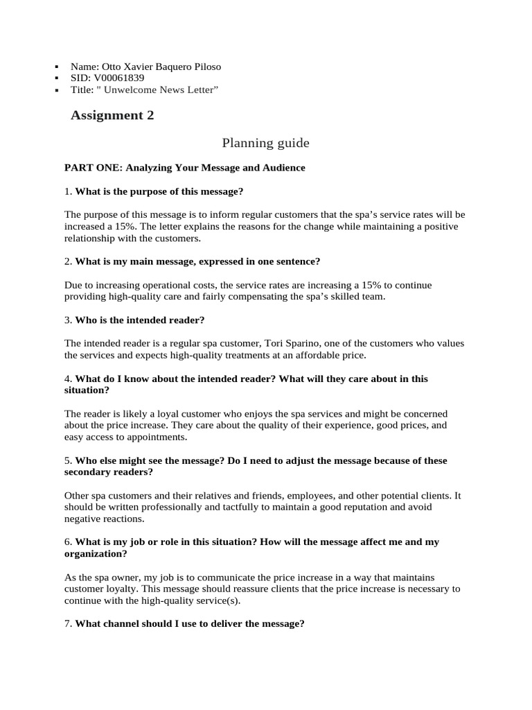 Otto Xavier Baquero Piloso Assignment2 BMBA110 C41. | PDF | Business