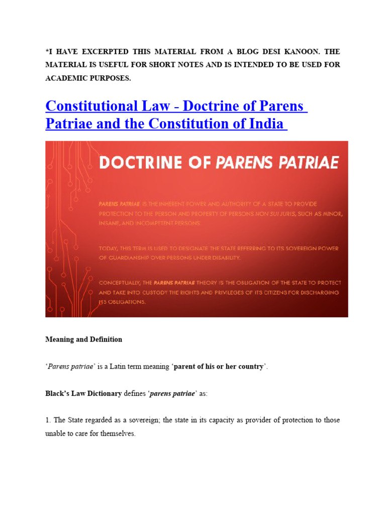 Parens Patriae: State's Duty to Protect | PDF | Justice | Crime & Violence