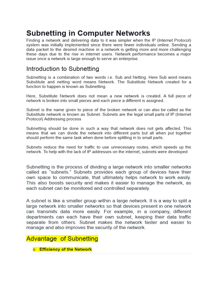 subnetiing.docx | PDF | Computer Network | Ip Address