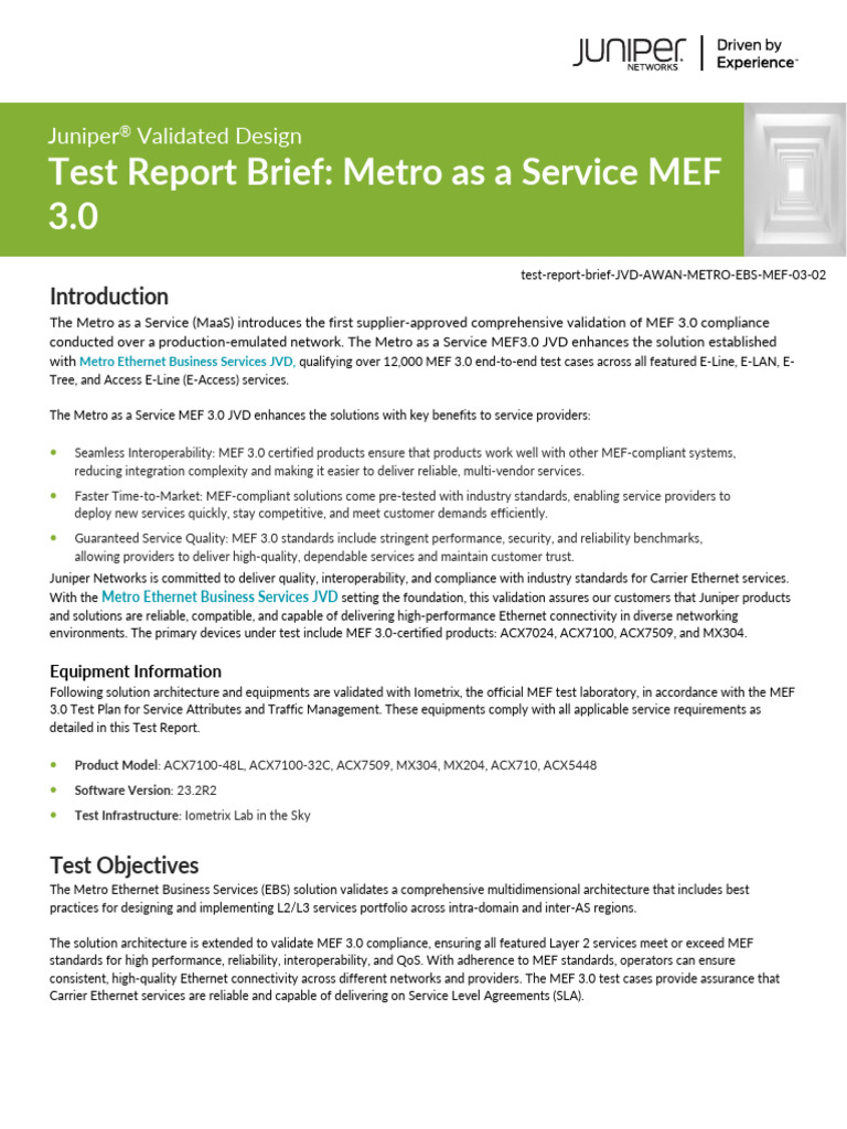 Test Report Brief Metro Ebs Mef 03 02 | PDF | Multicast | Networking ...