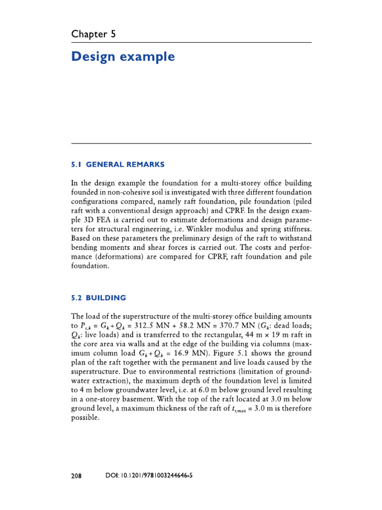 Combined Pile Raft Foundations Design and Practice Example | PDF