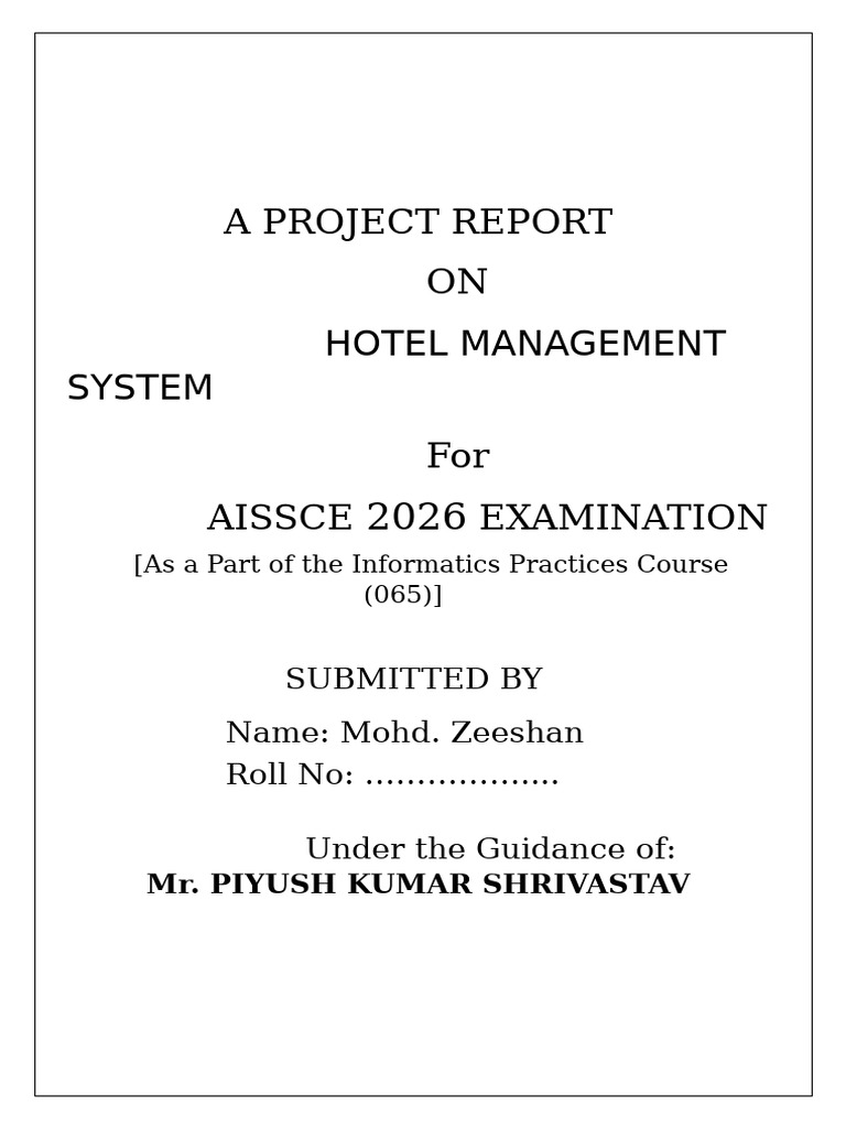 Hotel Management ip project | PDF | Comma Separated Values | Computer ...