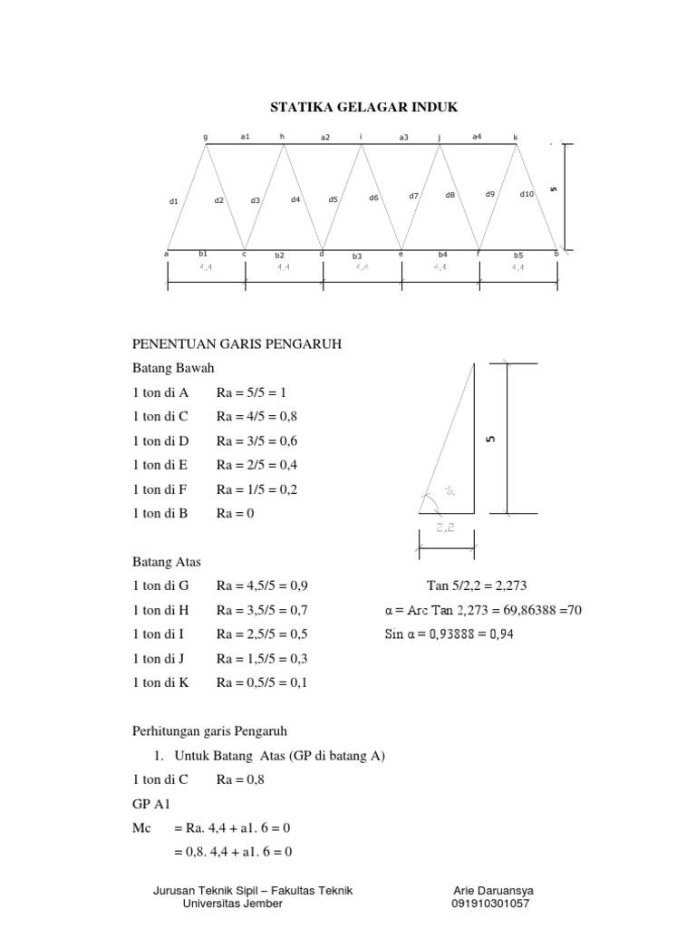 Statika Gelagar Induk Dan Design Profil | PDF