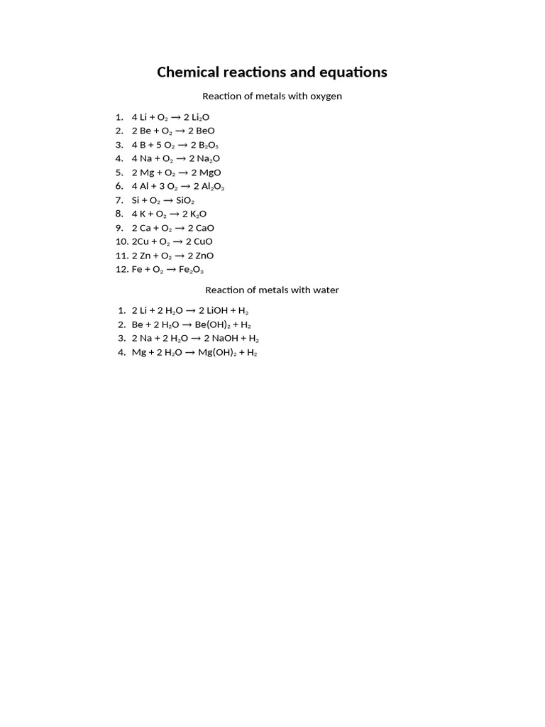 Chemical Reactions and Equations | PDF