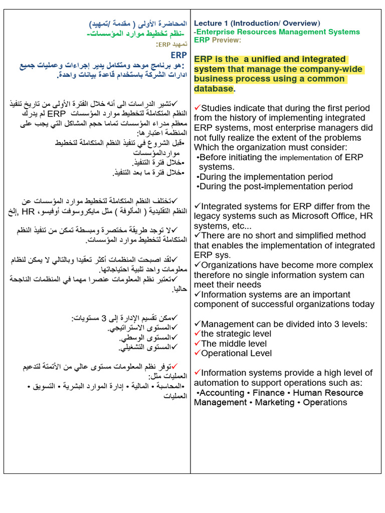 Erp Lectures All | PDF