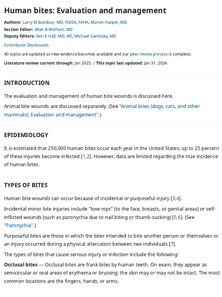 Human Bites - Evaluation and Management | PDF | Wound | Hepatitis B