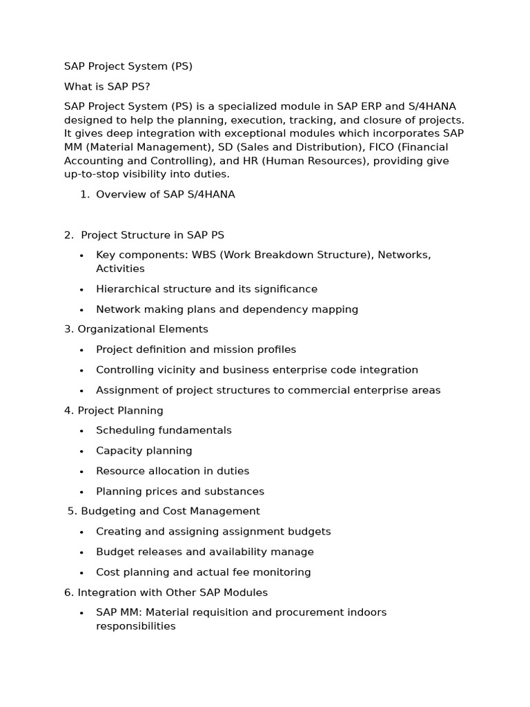 SAP Project System (PS) | PDF | Business