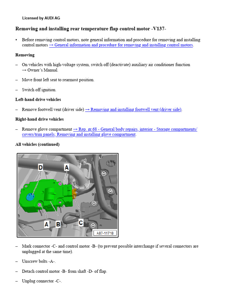 Rear Temperature Flap Motor Installation Guide | PDF