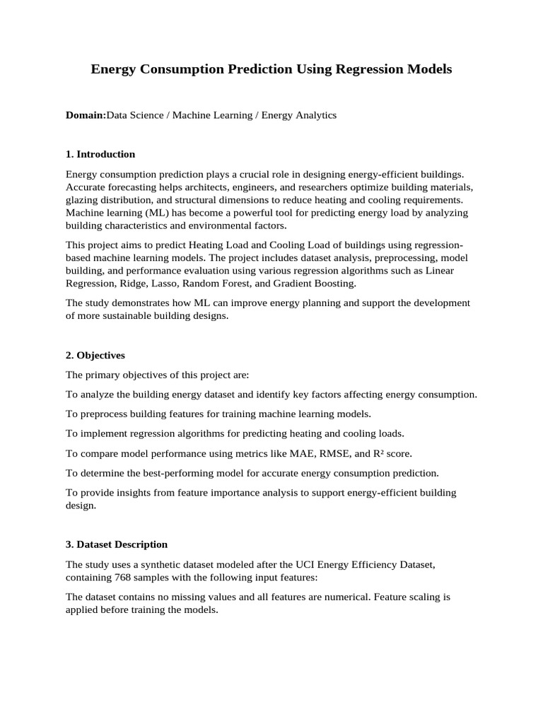 Energy Consumption Prediction Using Regression Models | PDF | Machine ...
