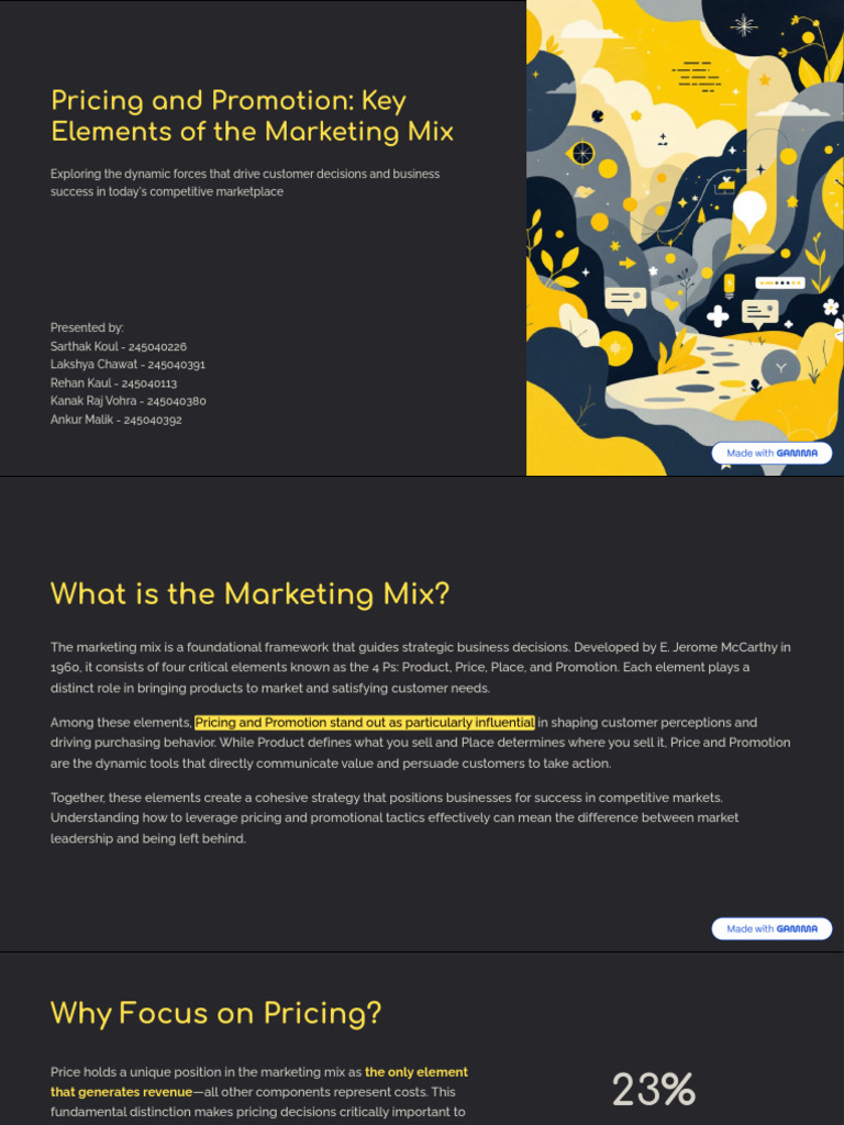 Pricing and Promotion Key Elements of The Marketing Mix | PDF