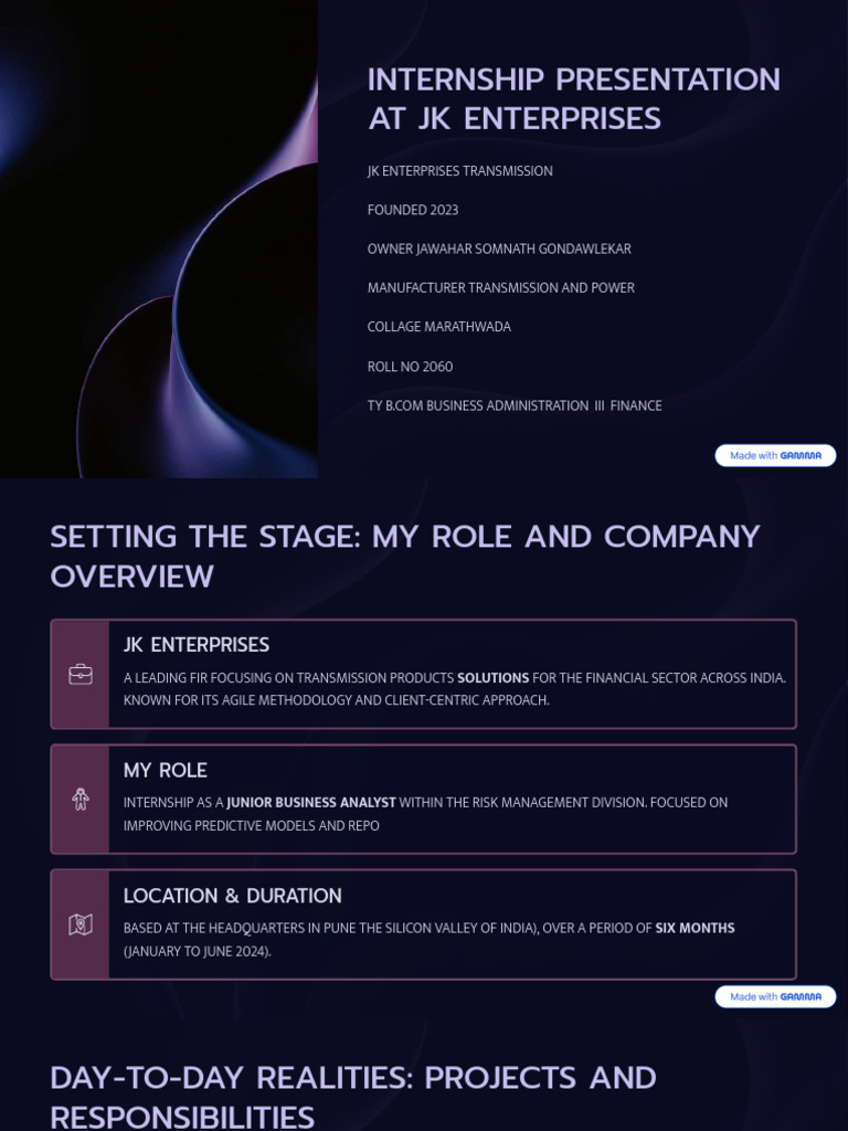 Internship Insights at JK Enterprises | PDF | Agile Software ...