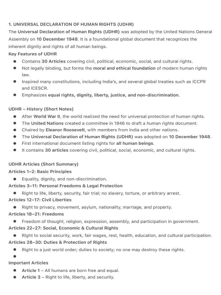 1. Universal Declaration of Human Rights (Udhr) | PDF | Human Rights ...
