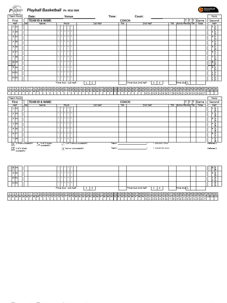 Score Sheet (1) | PDF | Sports | Team Sports