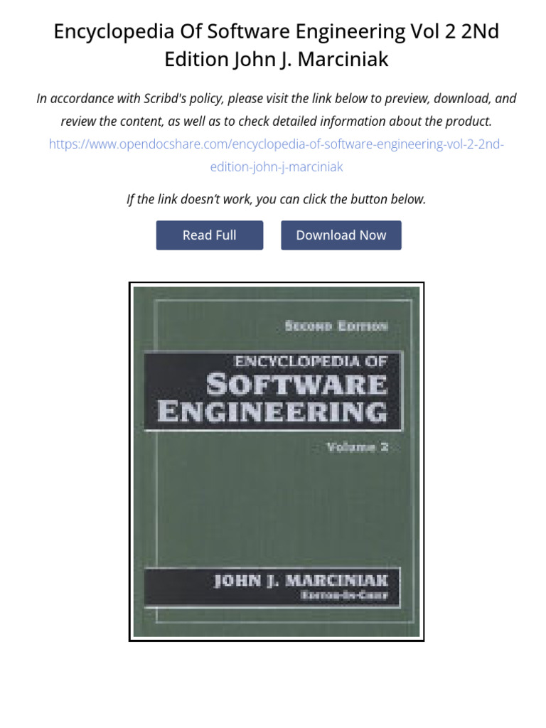 Encyclopedia of Software Engineering vol 2 2nd Edition John J ...