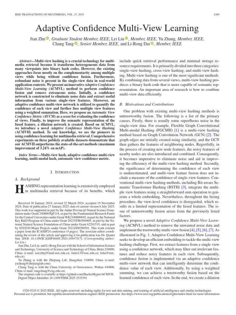 2 Adaptive Confidence Multi-View Learning | PDF | Cluster Analysis ...