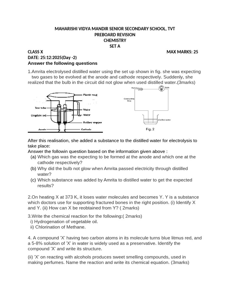 Preboard Revision Class 10 Day 2 Set A | PDF