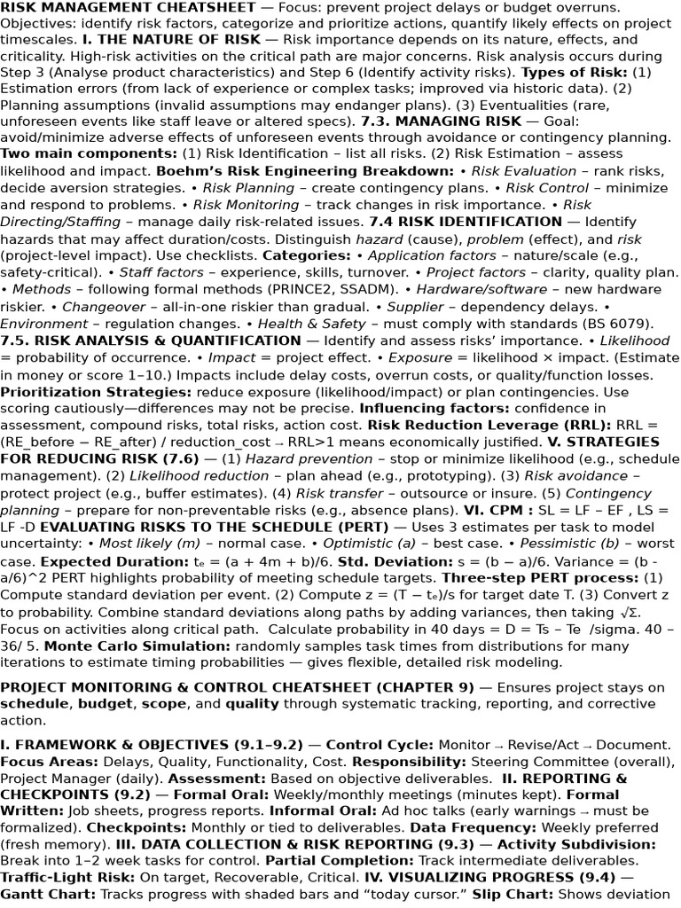 Risk Management Cheatsheet | PDF | Risk | Risk Management