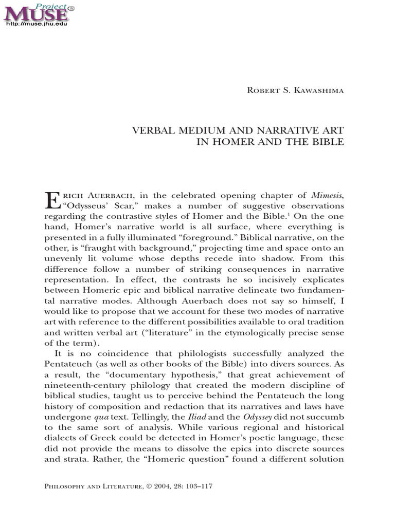Verbal Medium and Narrative Art in Homer | PDF | Rebecca | Abraham