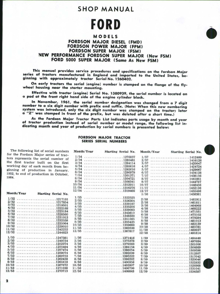 Ford Son Major Power Super Shop Manual | PDF