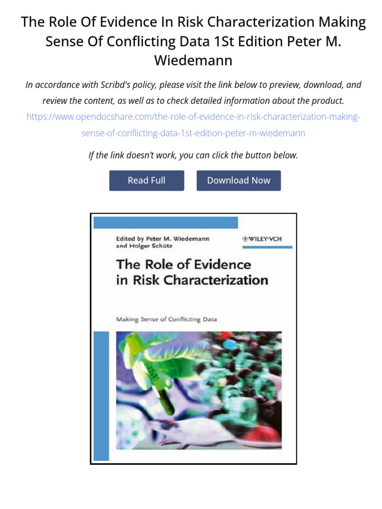 The Role of Evidence in Risk Characterization Making Sense of ...