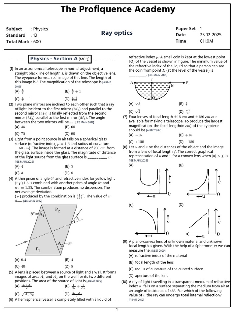 Ray_optics_976096_1_1766639375 | PDF | Refractive Index | Waves