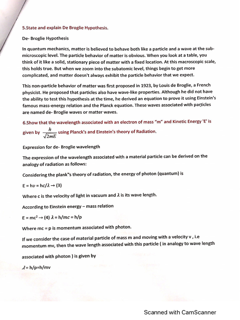 Module 1 Quantum Mechanics Notes Part B | PDF