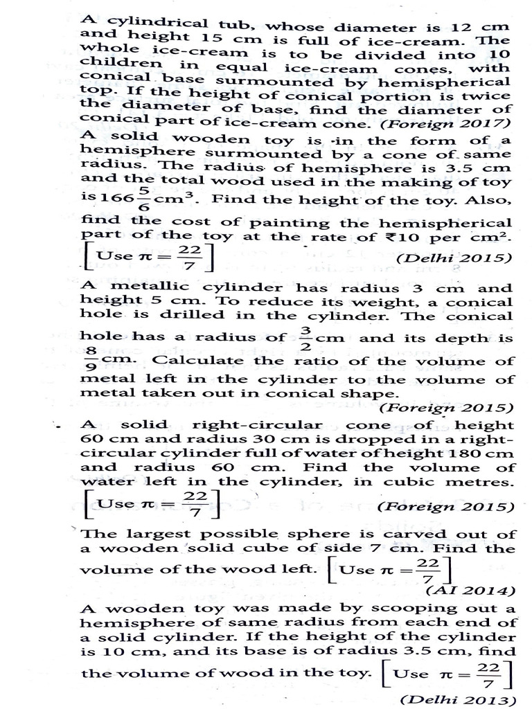Surface area important questions | PDF | Sphere | Classical Geometry