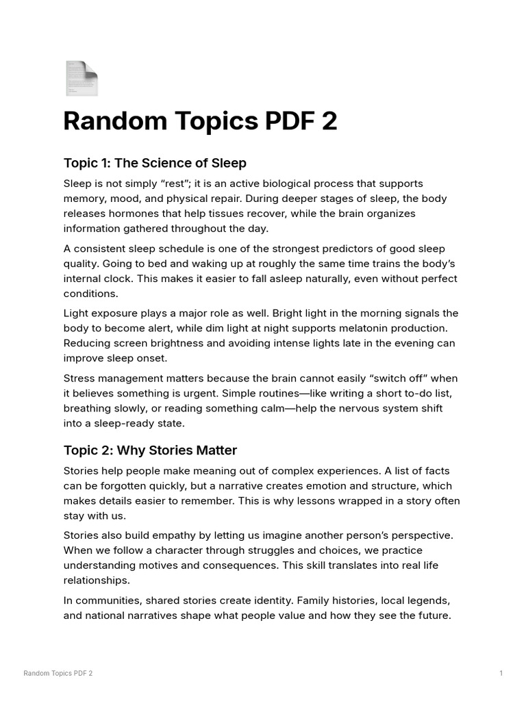 Random Topics PDF 2 | PDF | Sleep | Memory