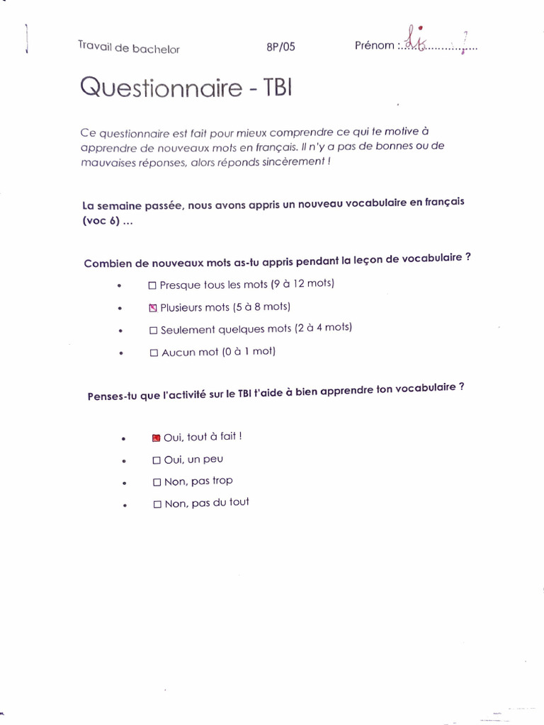 Questionnaire TBI | PDF