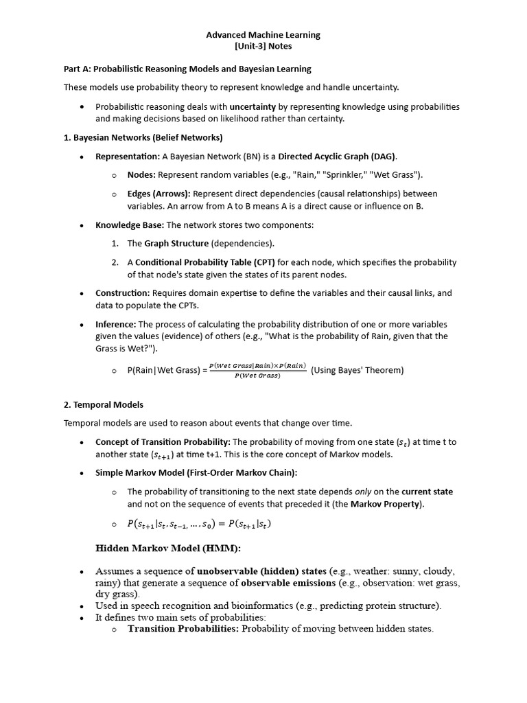 AML unit-3 | PDF | Bayesian Network | Statistical Theory