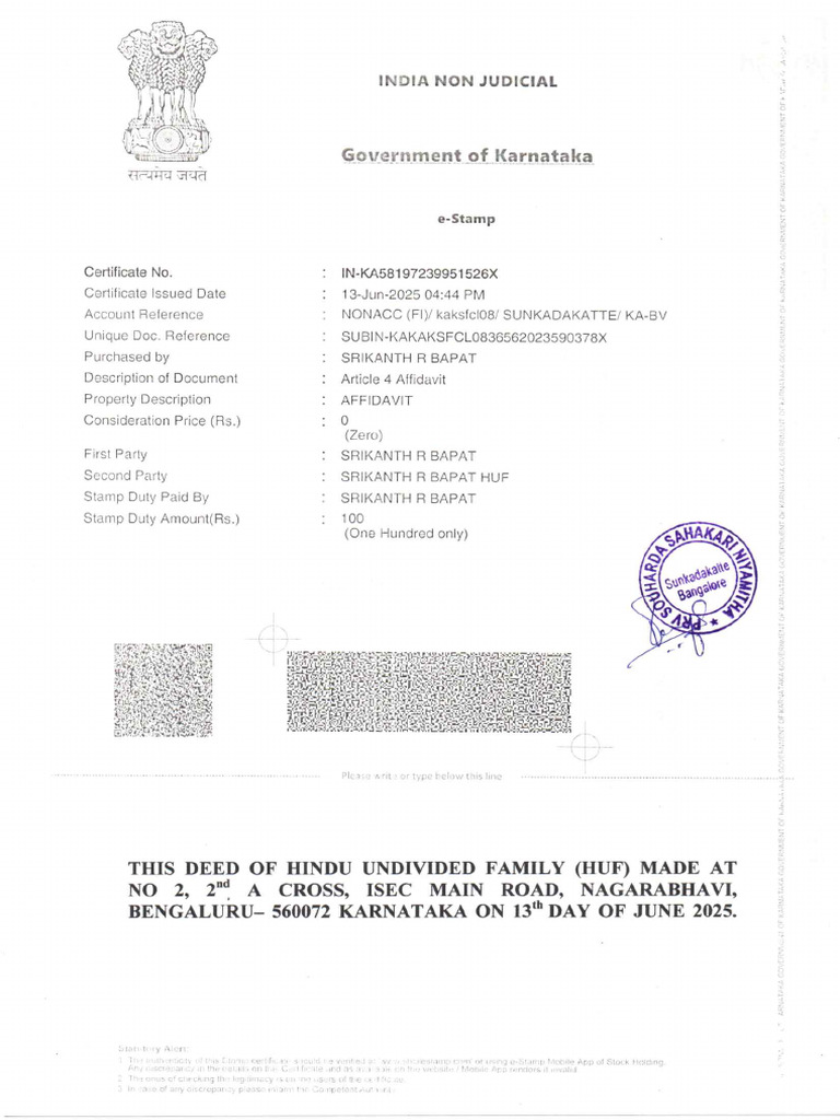 Affidavit HUF | PDF