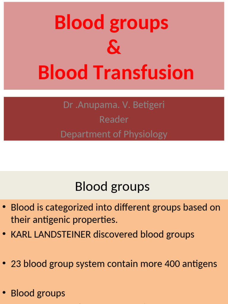 Blood Groups & Blood Transfusion | PDF | Blood Type | Blood Transfusion