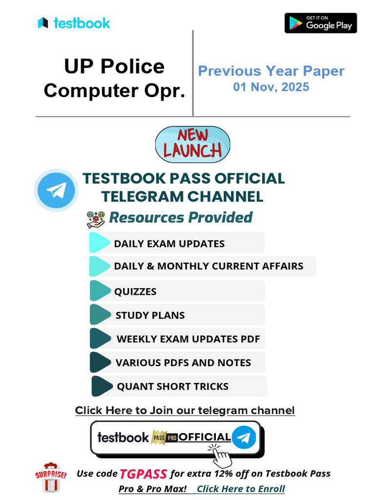 UP Police Computer Operator Official Paper (Held On_ 01 Nov, 2025) | PDF