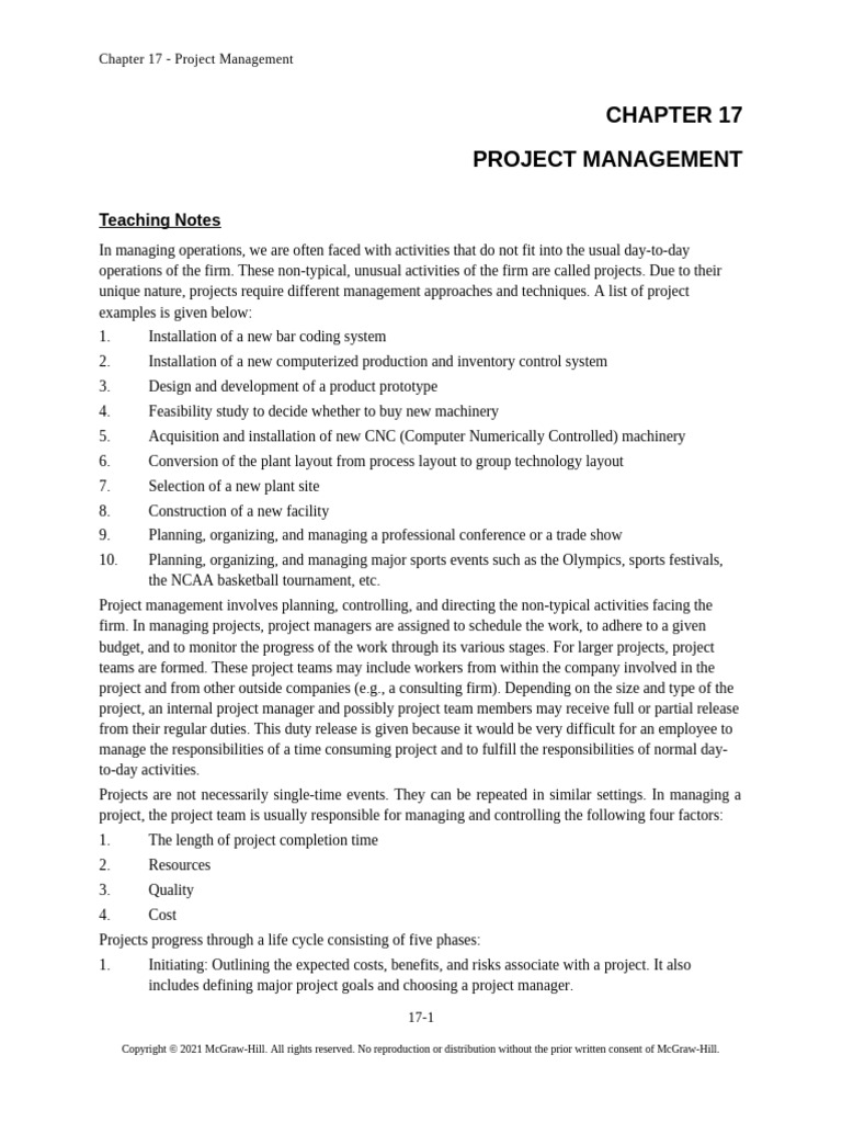 Stevenson_OM_14_Chap017_SM_Final | PDF | Project Management | Variance