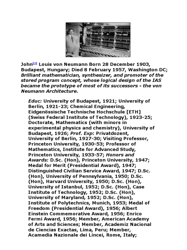 John Von Neumann | PDF | Computer Science | Computing