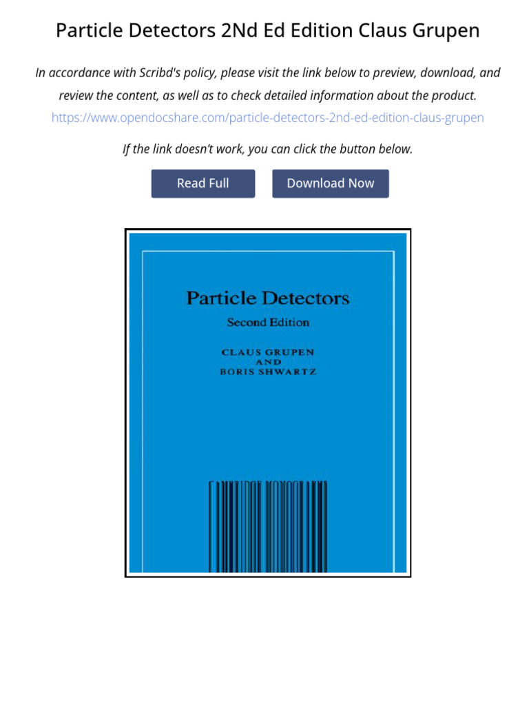 Particle detectors 2nd ed Edition Claus Grupen | PDF | Large Hadron ...