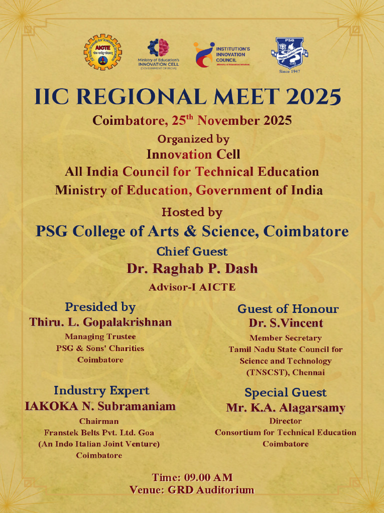 Invitation - Iic Regional Meet 2025@psgcas | PDF