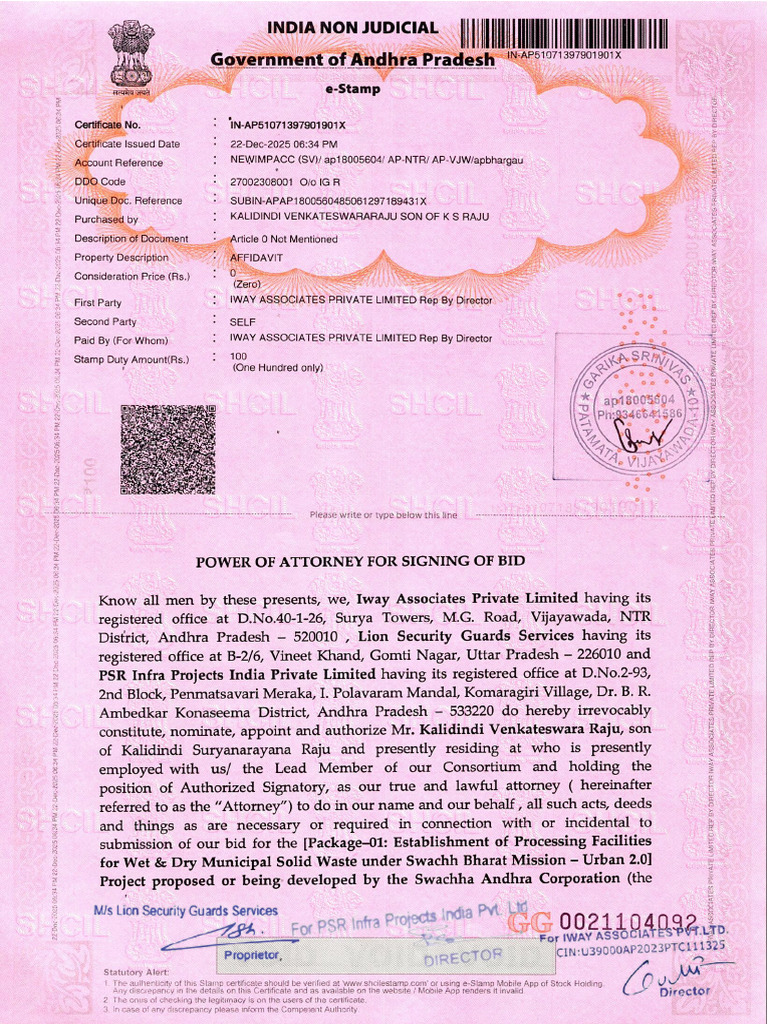 Power of Attorney For Signing Bid - 0001 | PDF