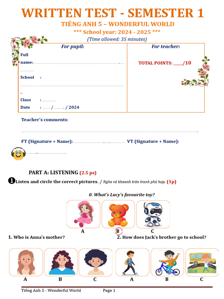 2024.WW5 - Written Test 1 - 4 kỹ năng.docx | PDF