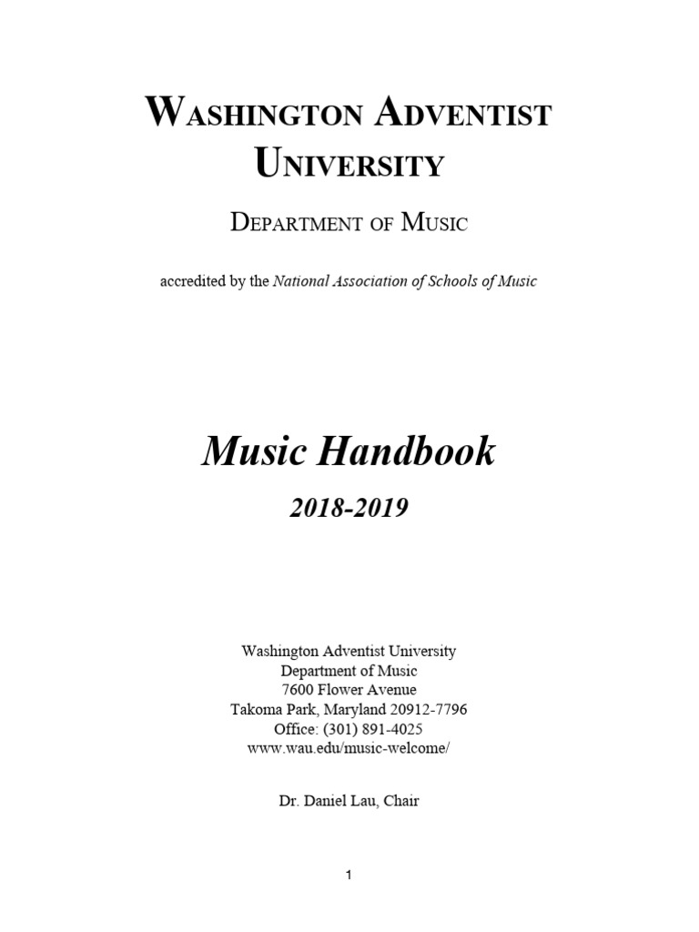 WAU Music Department Handbook 2018-2019 | PDF | Academic Term | Choir