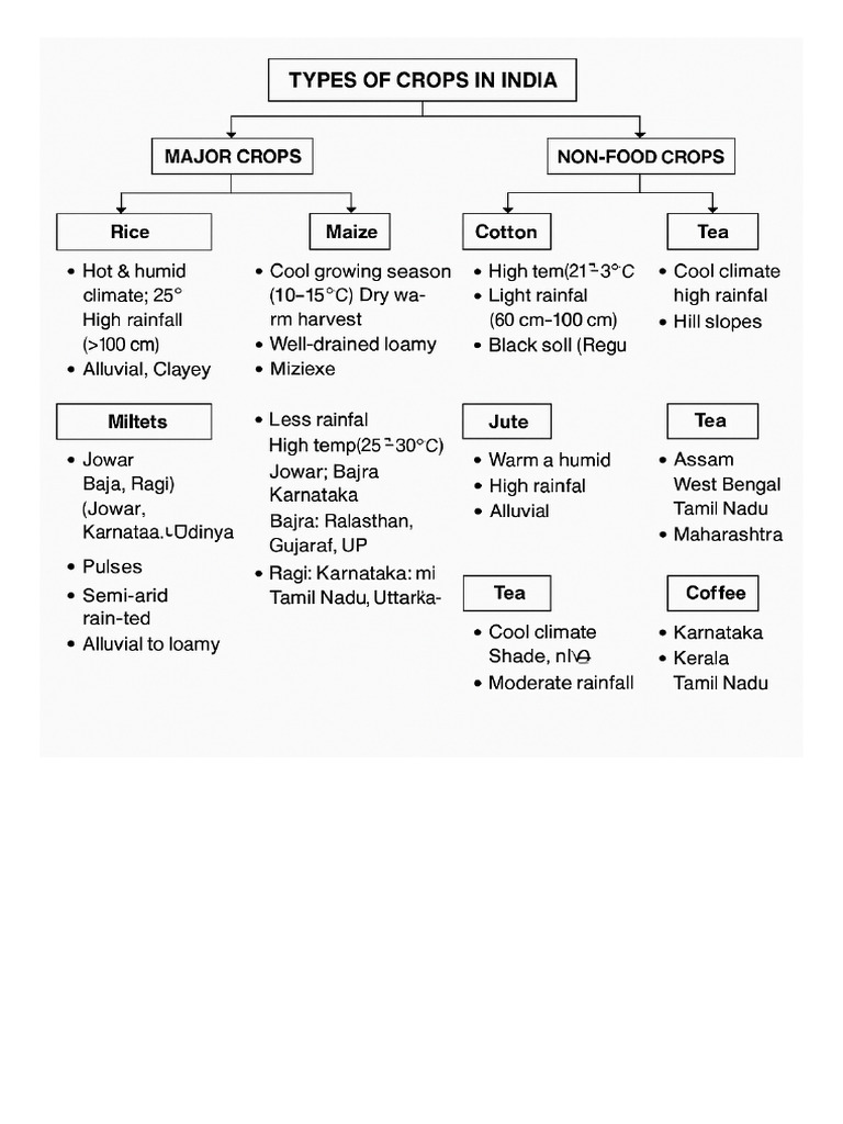 Types of Crops in India Flowchart | PDF