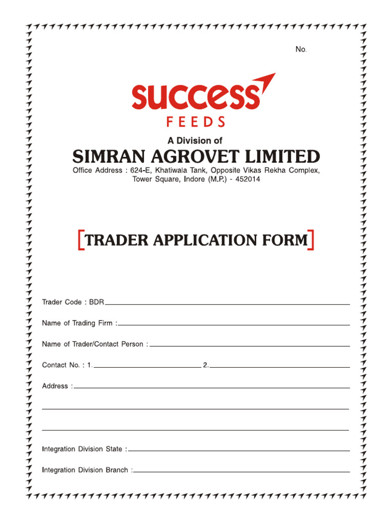 Trader Application Form Cover | PDF