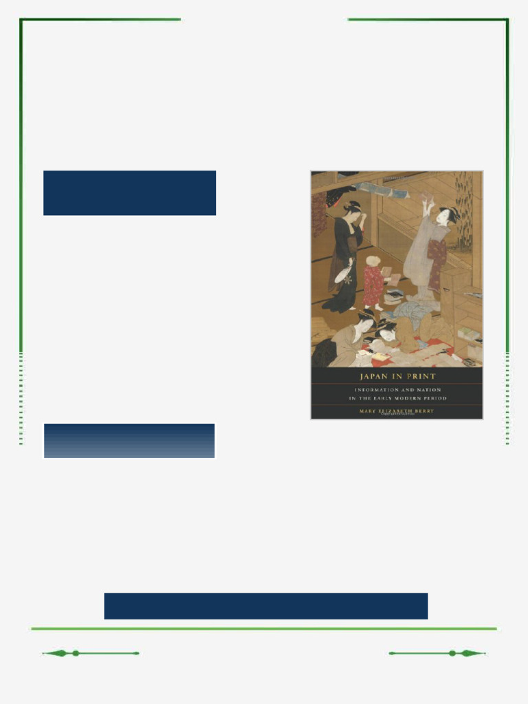 Japan in Print Information and Nation in the Early Modern Period 1st ...