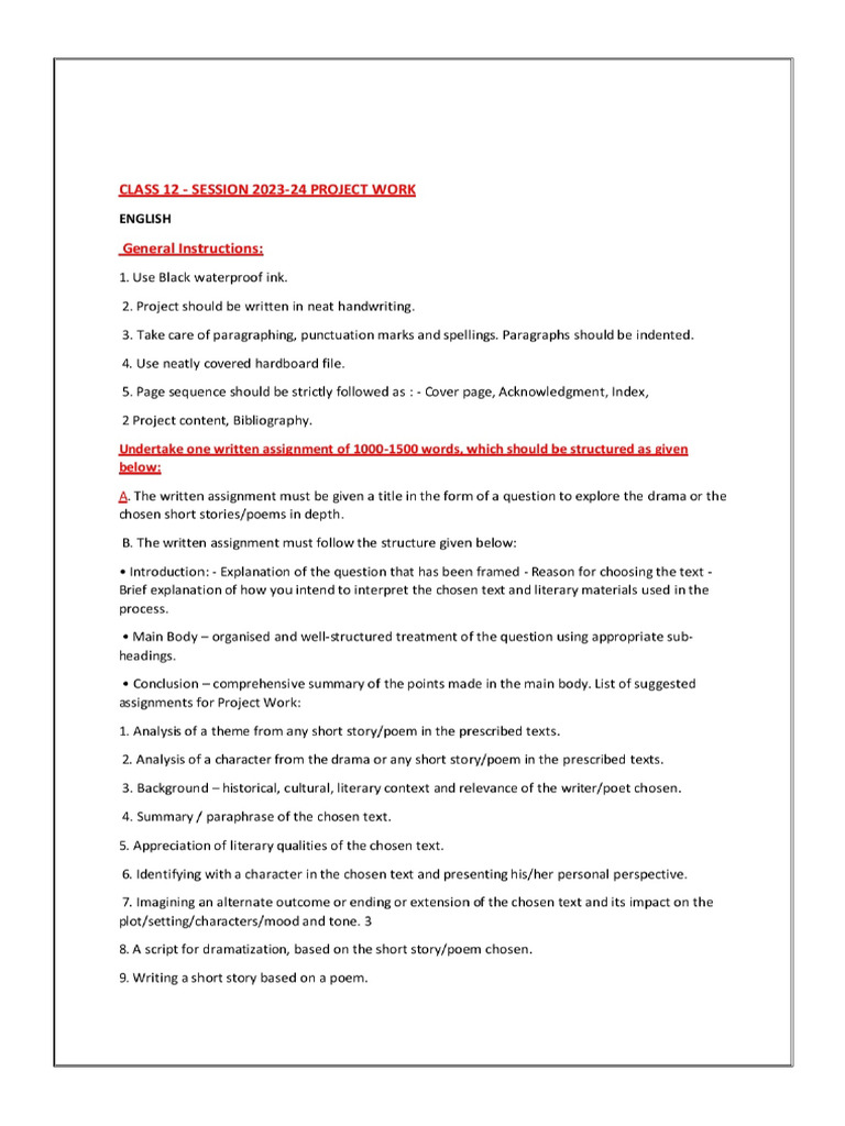 English Project Work | PDF