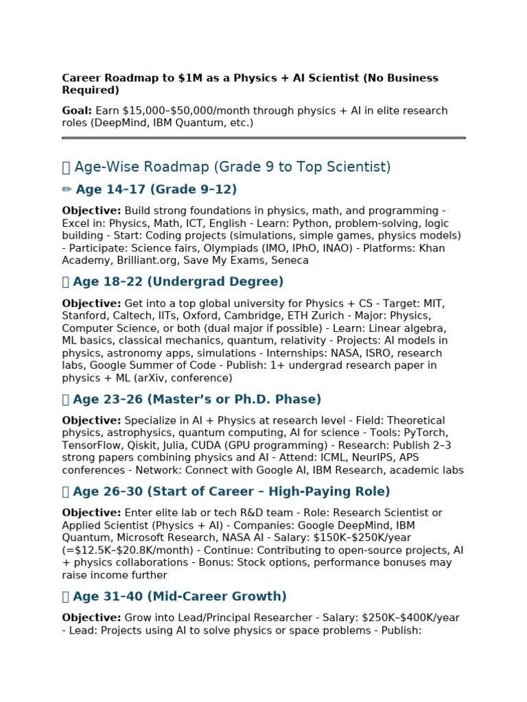 Physics & AI Career Path to $1M | PDF | Physics | Artificial Intelligence